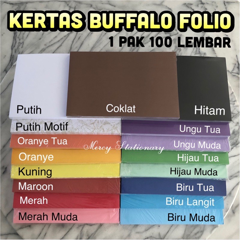 Jual 100 Lembar - Kertas Cover Buffalo Polos 150 Gr A4 F4 Folio Bufalo ...