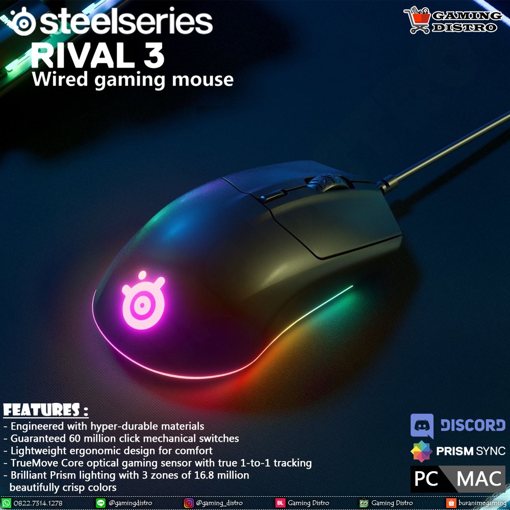 Mouse Gaming Steelseries Rival 3 - Steelseries Rival 3 RGB Underglow ...