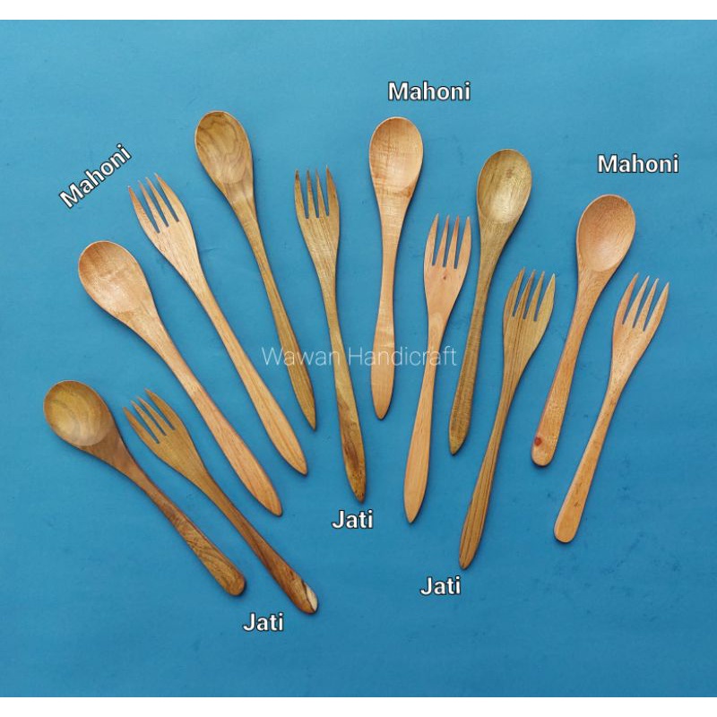 Jual sendok garpu kayu/sendok garpu makan/sendok garpu set kayu mahoni ...