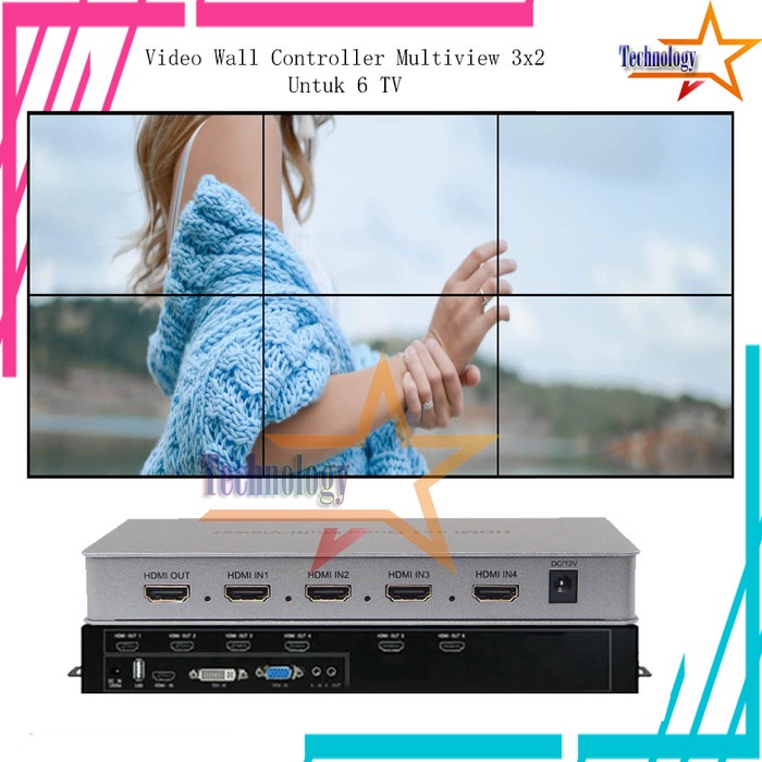 Jual HDMI Multiview Video Wall Controller 3x2 Untuk 6 TV (4 Input 6 ...