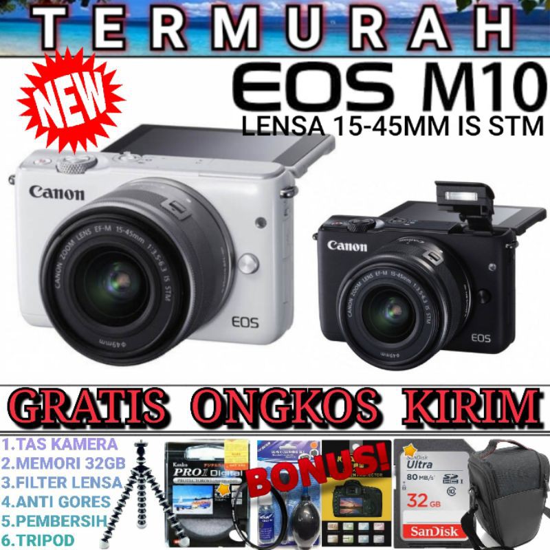 Jual CANON EOS M10 + LENSA 15-45MM IS STM ORIGINAL DAN BERGARANSI 1 TAHUN Indonesia|Shopee Indonesia