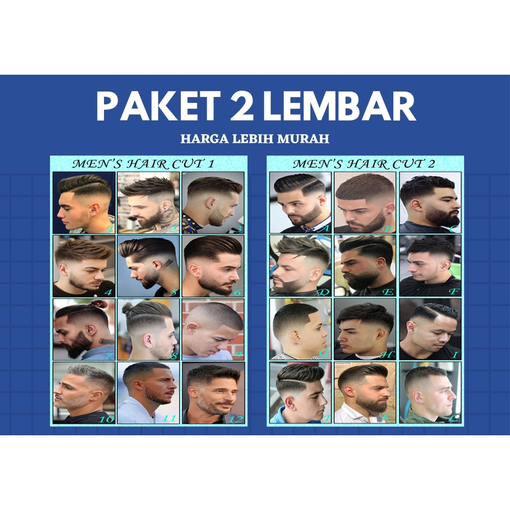 Jual paket 2 lembar Poster pangkas rambut / Model rambut pria / model ...