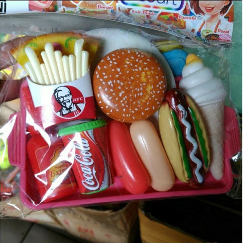 Jual Mainan Anak Pretend Masak Masakan Fast Food Playset KFC Cola ...