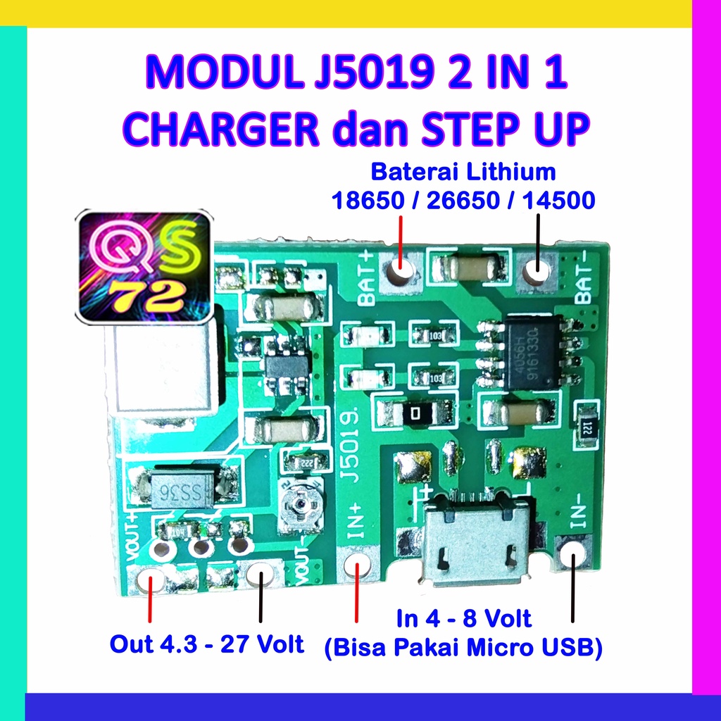 Jual Modul J5019 2in1 Charger + Step Up Adjustable Baterai Litium ...