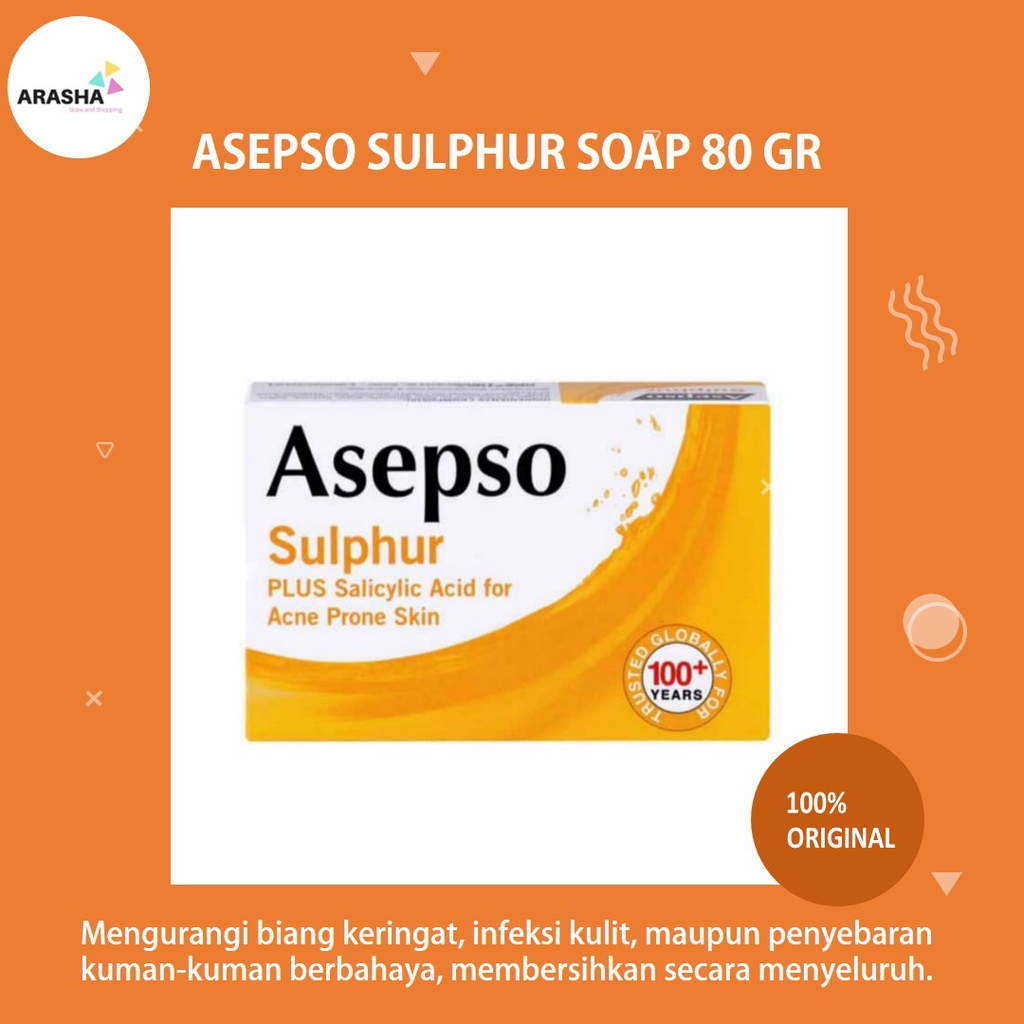 Jual ASEPSO SULPHUR SOAP 80 GR Sabun Biang Keringat/Pembersih Kulit/Kuman | Shopee Indonesia