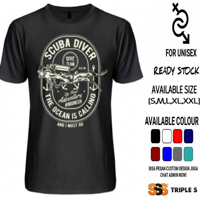 Jual KAOS DIVING TEAM KAOS SCUBA DIVER THE OCEAN IS CALLING KAOS DISTRO ...