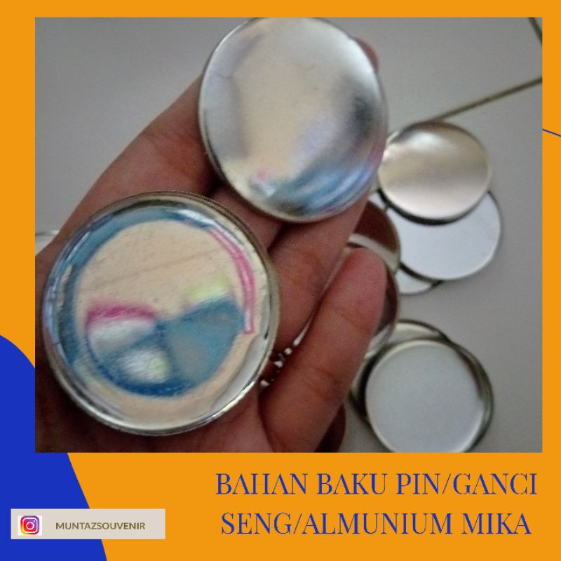 Jual bahan baku pin ganci alumunium koran/ seng Gress / mika pin ganci ...