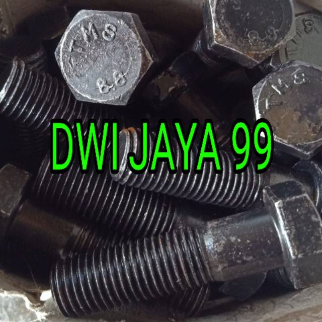 Jual baut mur baja m16x60 ring plat baja 8.8 hitam | Shopee Indonesia