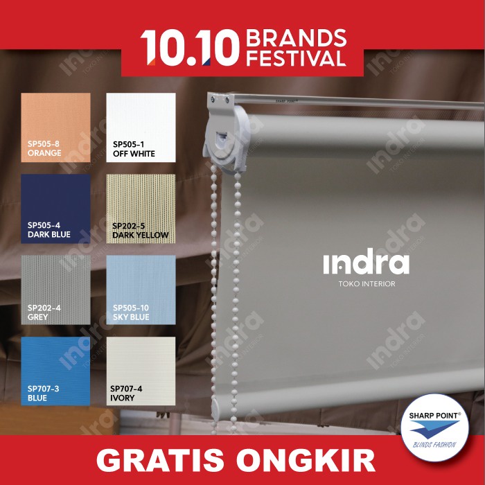 Jual Roller Blinds Sharp Point Dimout 80% Blok Cahaya chain STD chain ...