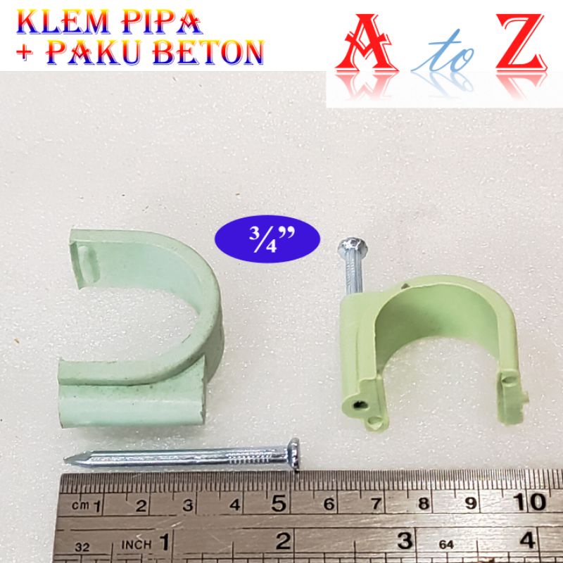 Jual Klem 3/4" + paku beton/clam 0,75 in/klem pipa pvc 3/4 inchi + paku ...