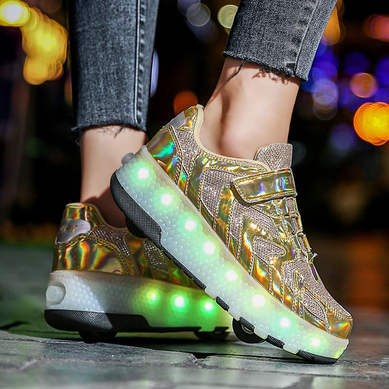 Jual Sepatu Roda Dua Roda Heelys Anak Cermin Lampu Sepatu Remaja USB ...