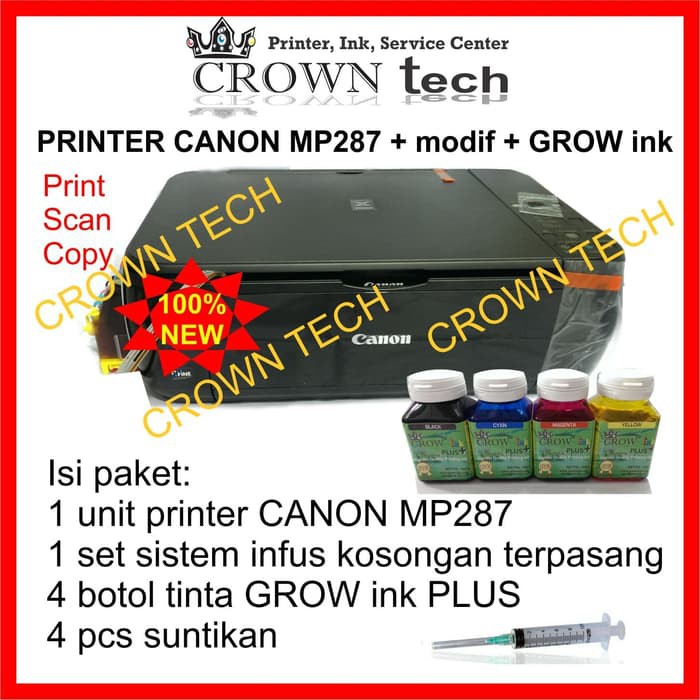 Jual Canon MP287 Modif + tinta botolan GROW INK PLUS formula anti buntu ...