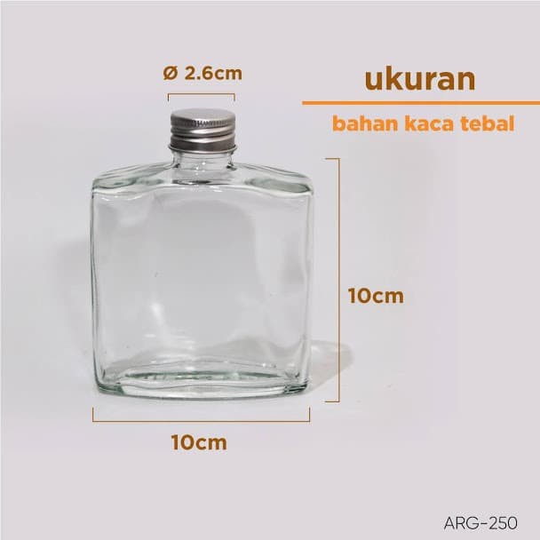 Jual Botol Kaca Minuman 250 ml Gepeng Dengan Tutup Alumunium Kemasan ...
