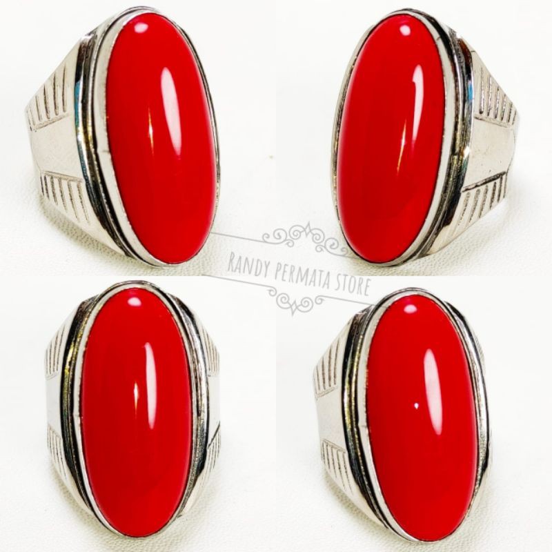 Jual Batu Cincin Akik Red Coral Marjan Model Pandan Ring Tanam High ...