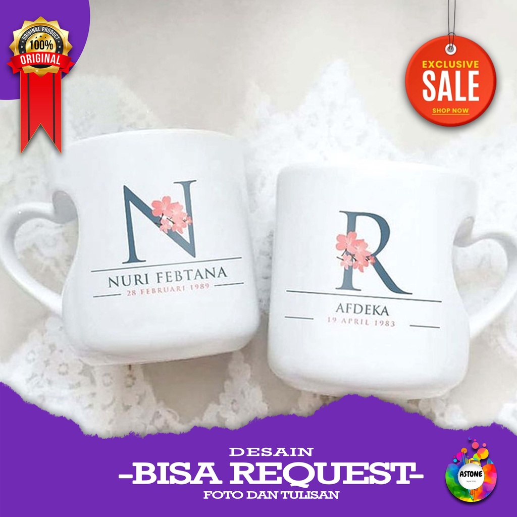 Jual ASTONE MUG CUSTOM Inisial Nama Foto Dan Tulisan Kado Pernikahan ...