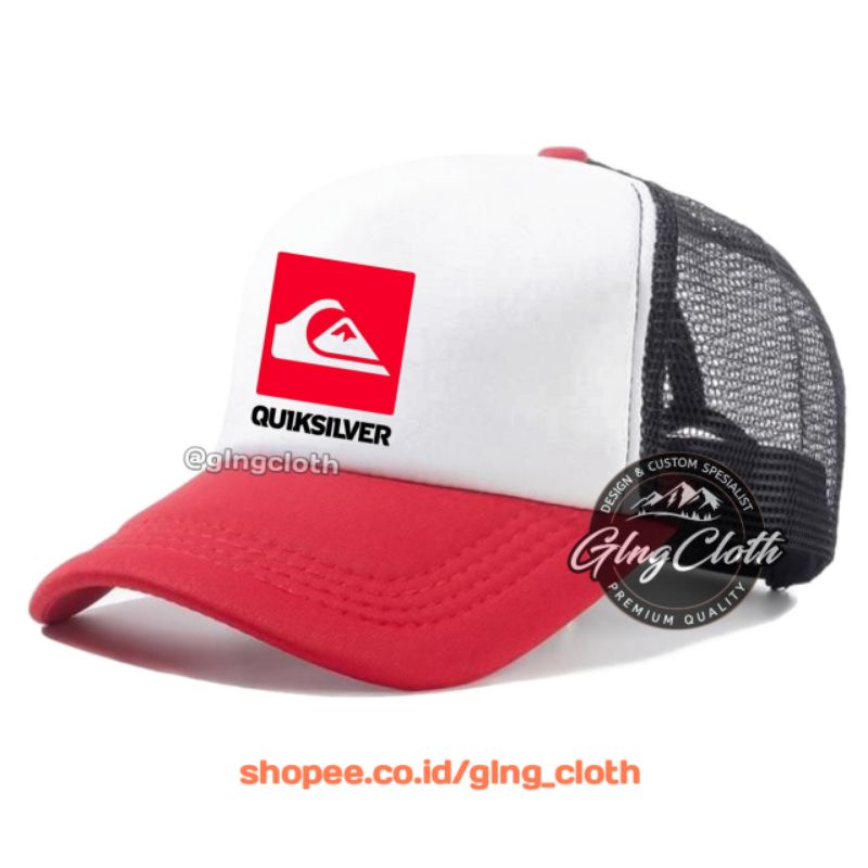 Jual Topi Quicksilver Trucker | Topi Merah-Putih-Hitam | Shopee Indonesia