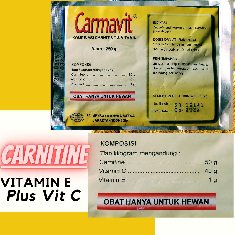 Jual Vitamin C E Carnitin Carmavit 250 gram Mengubah Lemak Tubuh dan ...