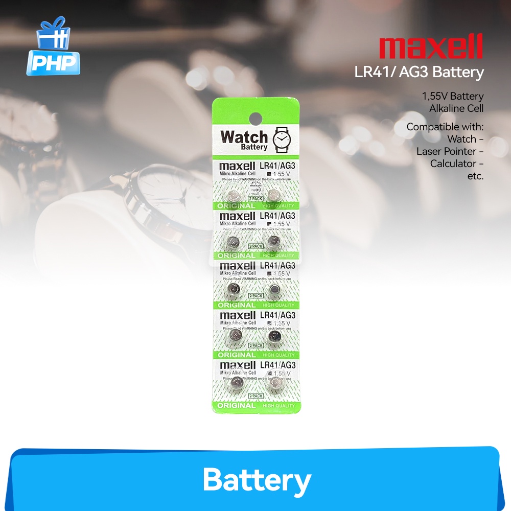Jual #PHPacc - Baterai Kancing Lithium Battery LR41 / AG3 1,55V Maxell | Shopee Indonesia
