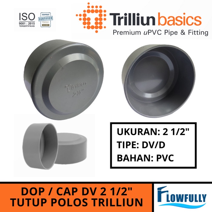 Jual DOP CAP DV 2 1/2 INCH TRILLIUN PVC TUTUP POLOS D 2.5 DIM PIPA ...