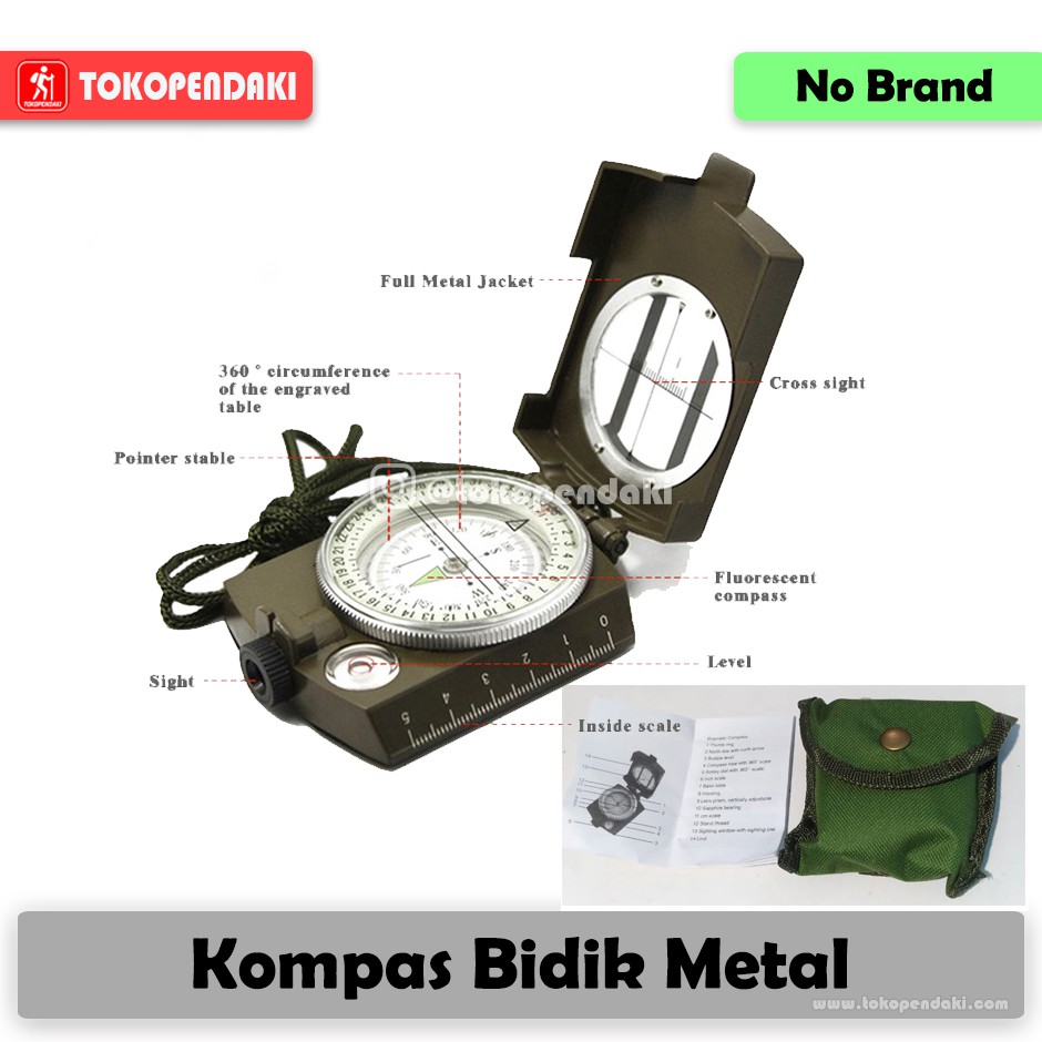 Jual Kompas Bidik Orienteering Outdoor Metal Lensatic Prismatic Compass ...