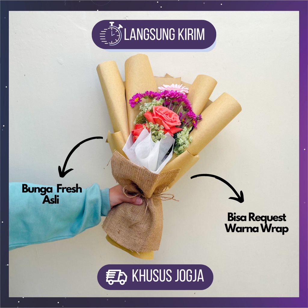 Jual Buket Bunga Segar Jogja Asli Fresh Flower Hand Bouquet Hadiah Wisuda Cewek Graduation ...