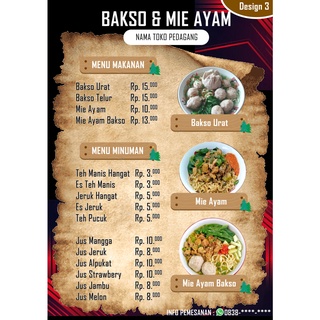 Jual print daftar menu list menu makanan minuman (kertas karton a4 ...