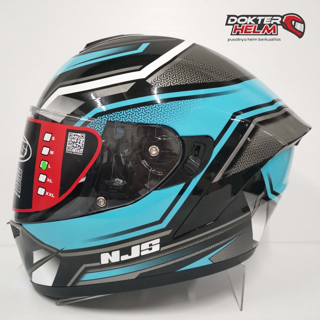 Jual HELM NJS ZX-1 ZX1 ZX 1 ZX ONE MOTIF ZENITH BLACK BLUE GLOSSY ...