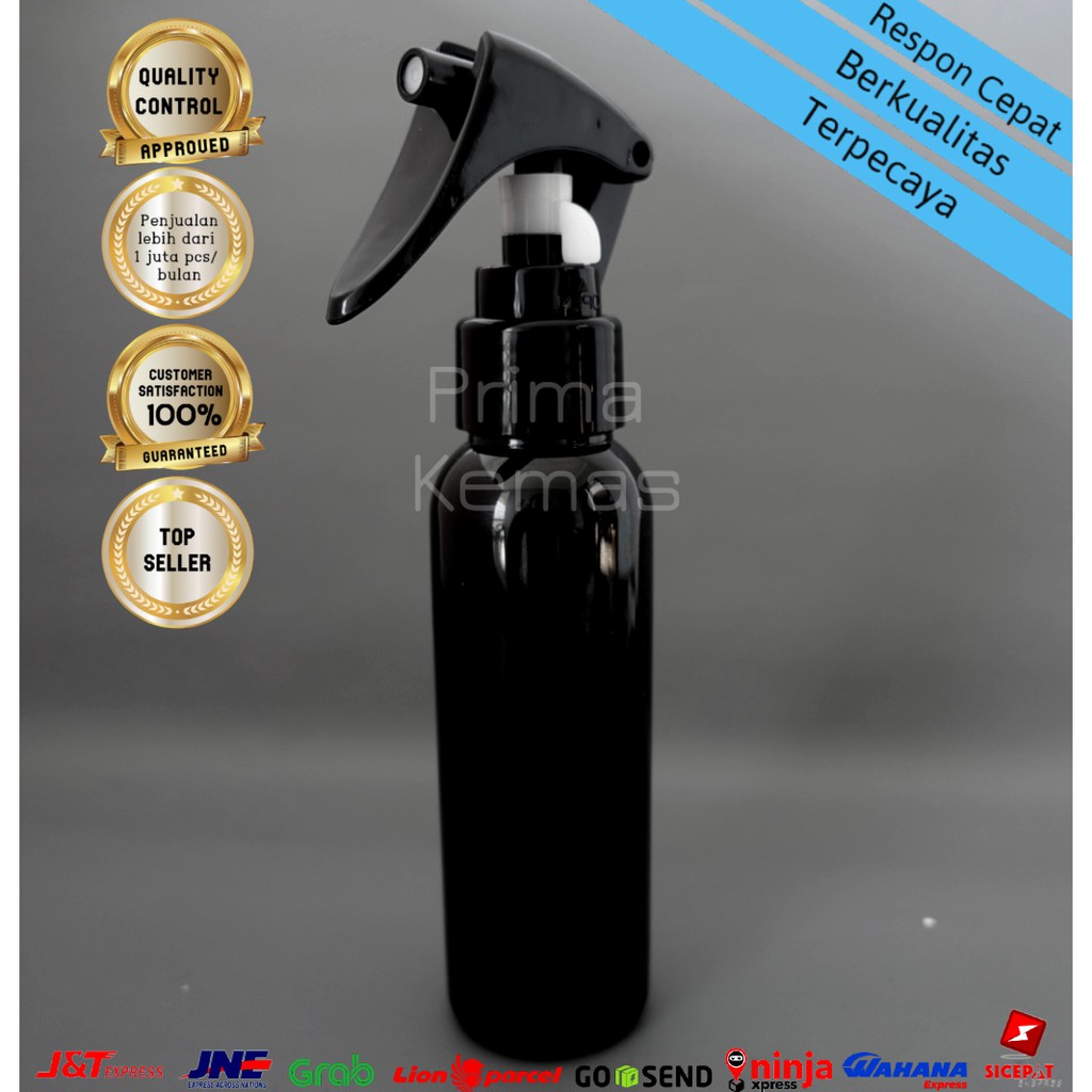Jual Botol Trigger Spray 100 ml - botol kosmetik 100 ml - botol skincare Pet 100 ml Hitam ...