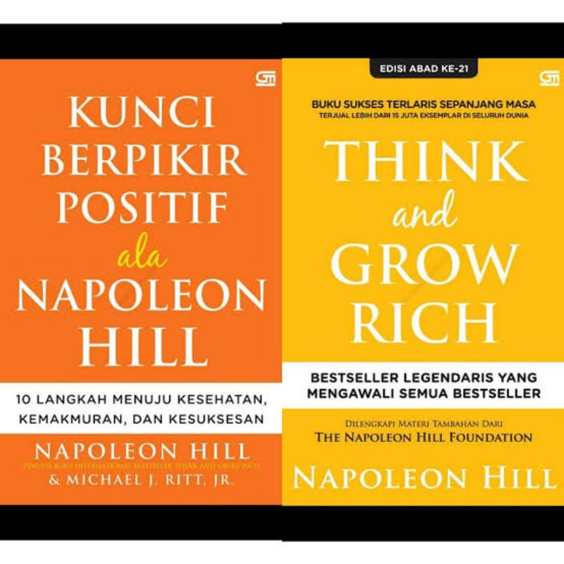 Jual Paket 2 Buku Napoleon Hill Kunci Berpikir Positif And Think And