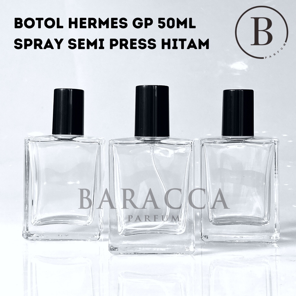 Jual Botol Parfum Hermes 50ML Semi Press Hitam GP - Botol Parfum Kosong ...