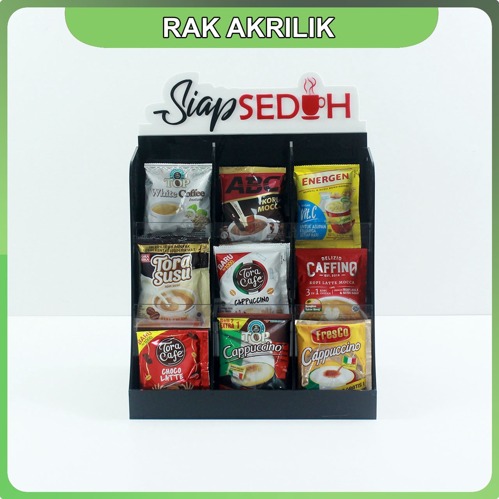 Jual Rak Kopi Display Siap Seduh Bahan Acrylic/Akrilik Isi 9 Kotak ...