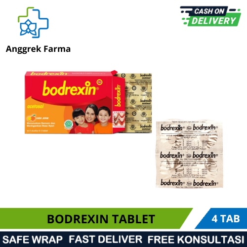 Jual BODREXIN TABLET ISI 4 TABLET/TABLET HISAP/DEMAM/MEREDAKAN RASA ...