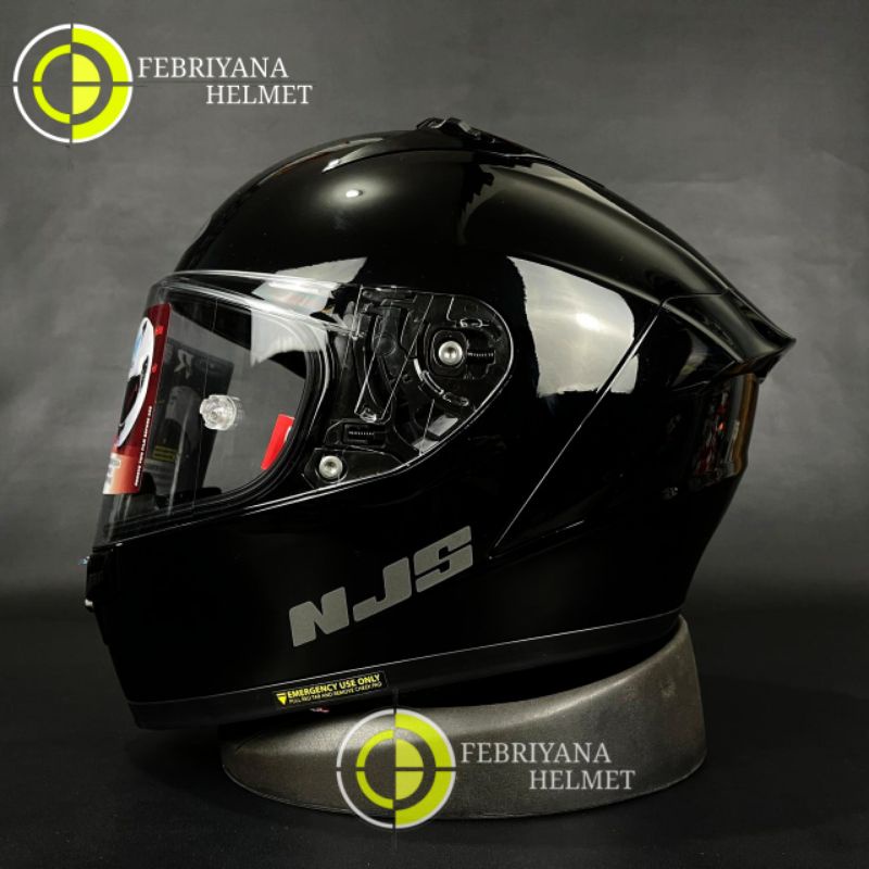 Jual HELM NJS ZX-1R SOLID BLACK GLOSSY FULL FACE NJS ZX1R Indonesia ...