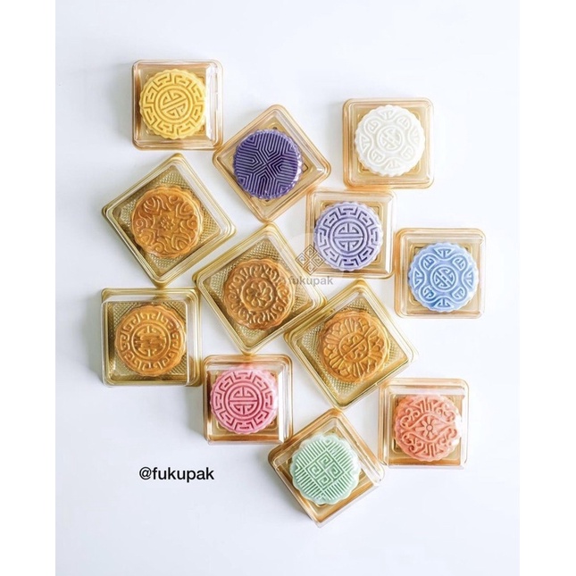 Jual Tray Mika + Tutup Gold (50 pcs) Tray Emas Casing Mooncake Kue ...