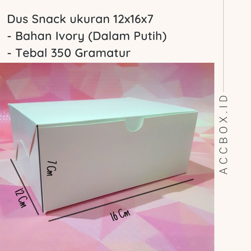 Jual Dus snack bahan Ivory ukuran 12x16x7/Dus snack/Snack Box/Dus kue ...
