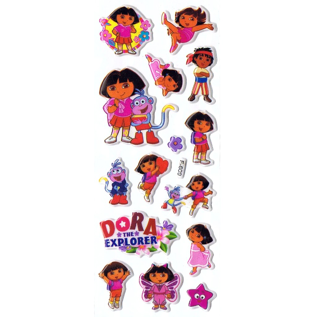 Jual SK397 Stiker Sticker Timbul Set Strip Aneka Gambar Kartun Dora ...