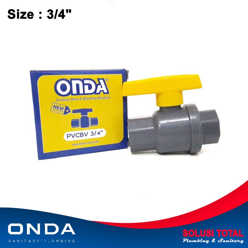 Jual Ball Valve PVCBV 3/4 ONDA Polos Stop Kran Plastik PVC kuning 3/4 inch | Shopee Indonesia