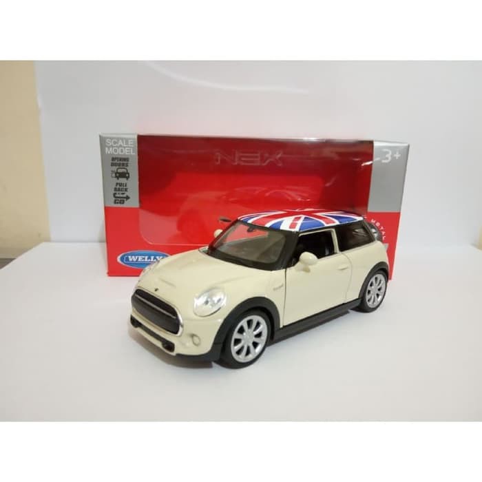 Jual Diecast New Mini Hatch Cooper cream miniatur mobil klasik welly ...