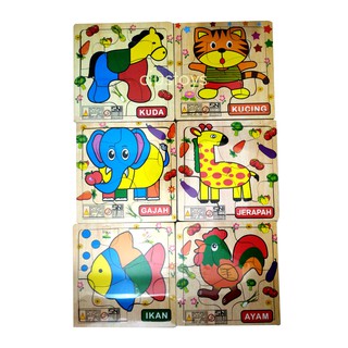 Jual Puzzle Kayu Binatang 8 Slice - Mainan Edukasi Anak | Shopee Indonesia