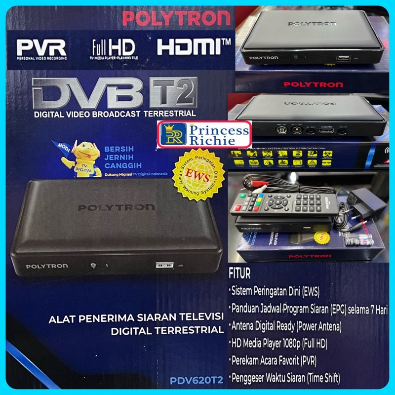 Jual POLYTRON Set Top Box PDV-620 T2 DVB T2 TV Receiver STB Siaran ...