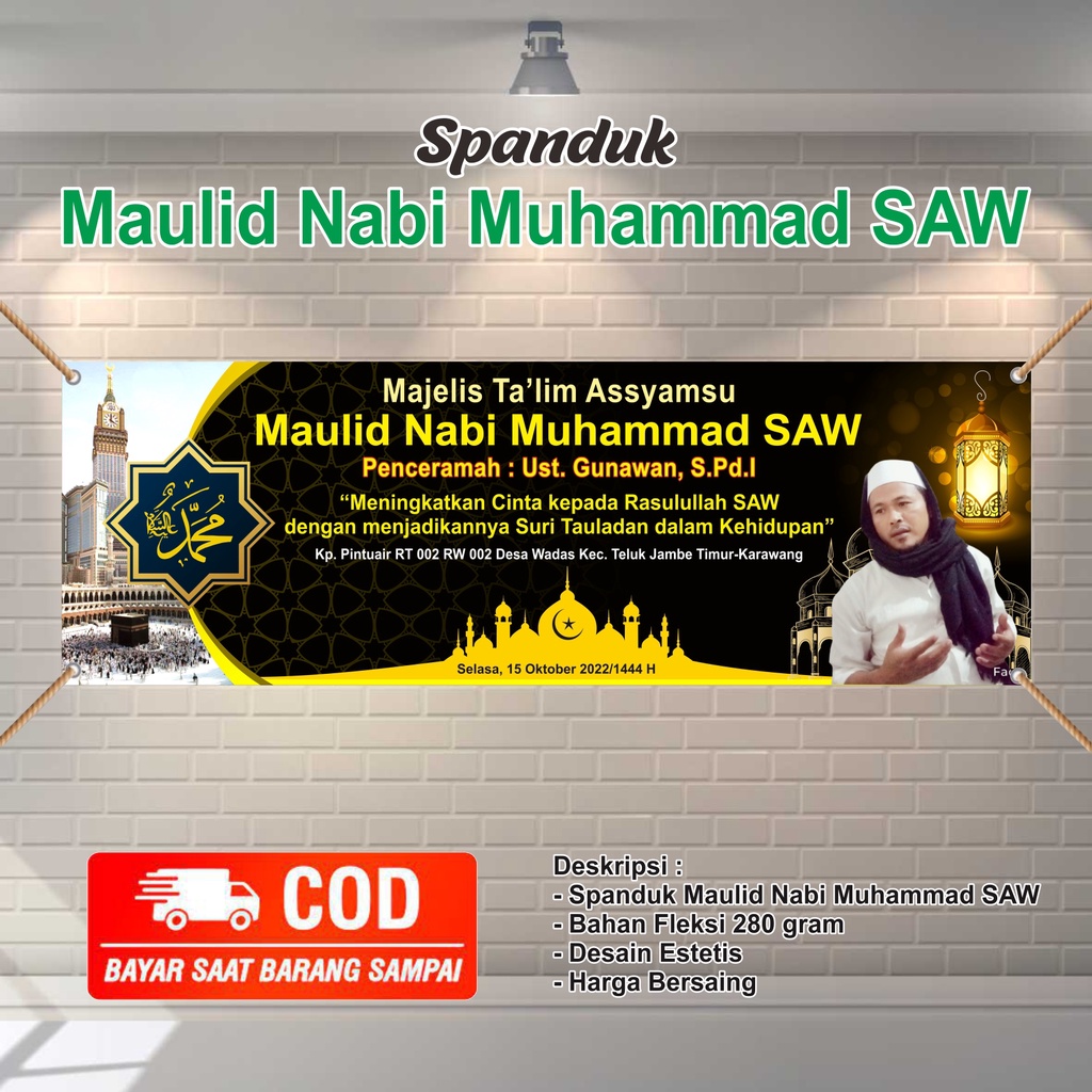 Jual spanduk banner backdrop maulid maulud muludan Nabi Muhammad SAW ...