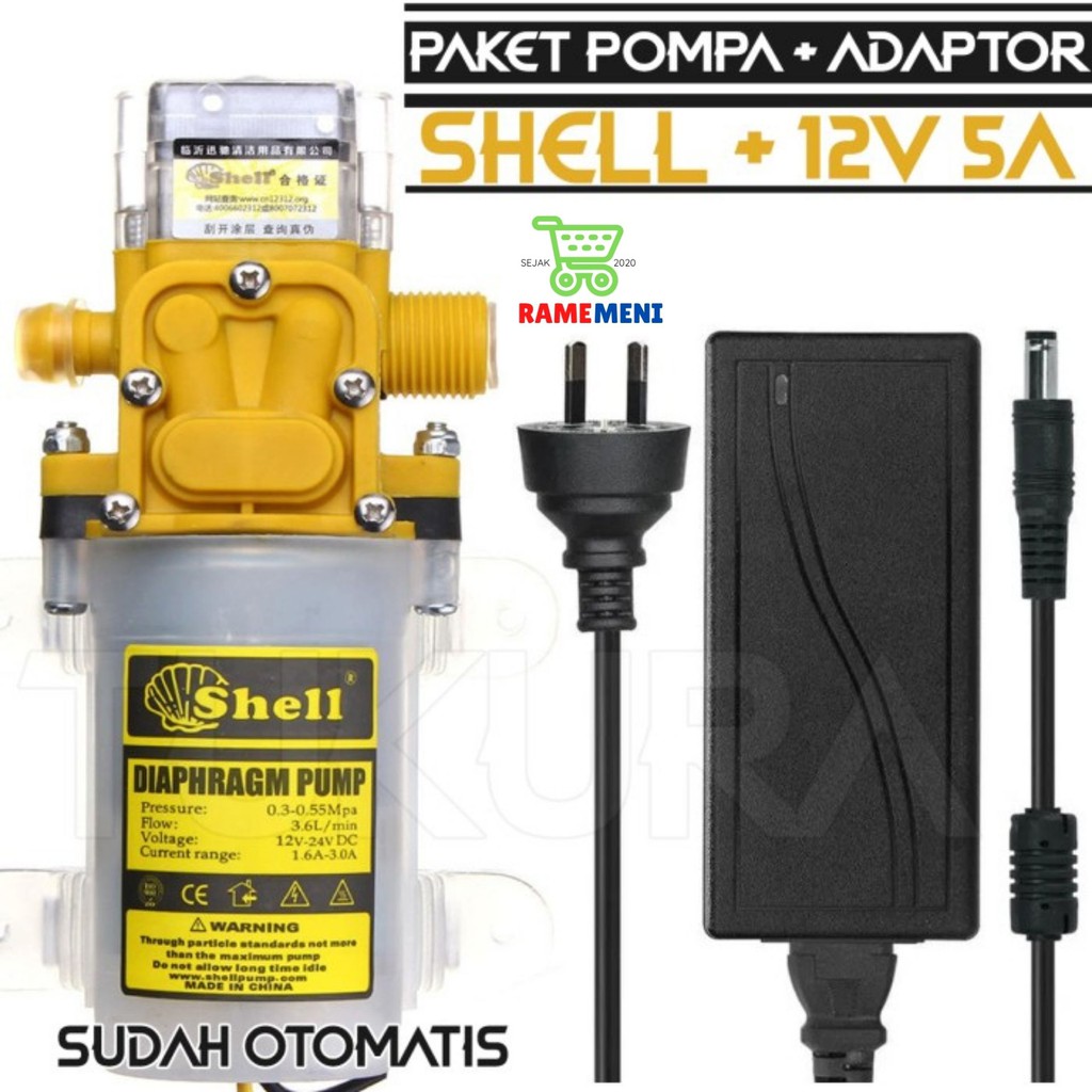 Jual Pompa Air Shell 130 PSI Dengan Adaptor 12v 5a Murni - Bonus Jack ...