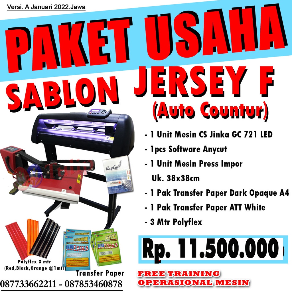 Jual PAKET SABLON KAOS DIGITAL JERSEY AUTO CONTOR / MESIN CUTTING JINKA ...