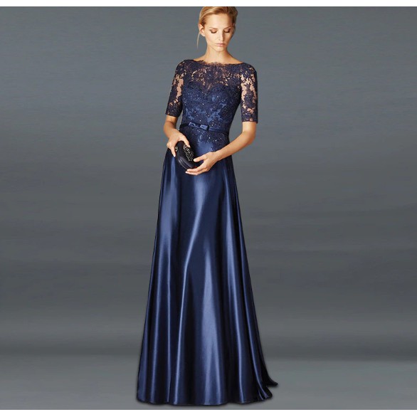 Jual Gaun A-line satin Setengah Lengan Appliques Gaun Pesta Pernikahan ...