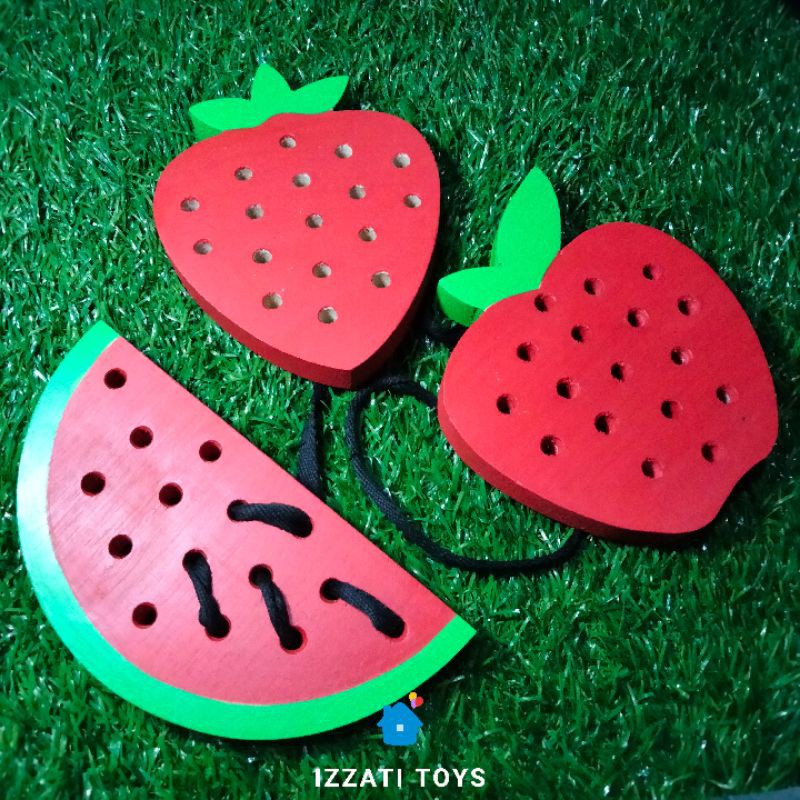 Jual Meronce buah-buahan kayu 1 set isi 3 pcs | Shopee Indonesia