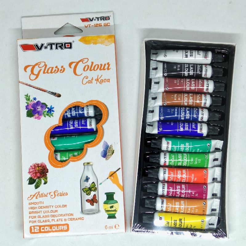 Jual Cat Kaca Glass Colour Cat Keramik Piring Dekorasi V-TRO 12 Warna ...
