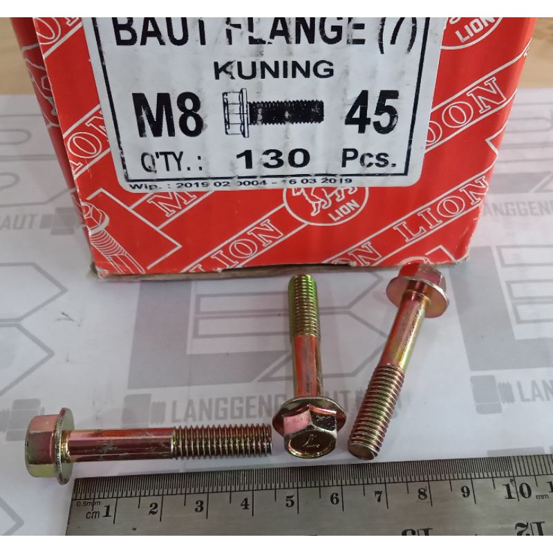 Jual Baut Flange M8 x 45 Kuning / Baut Tapak Kunci 12 Panjang 4,5cm M8x45 | Shopee Indonesia