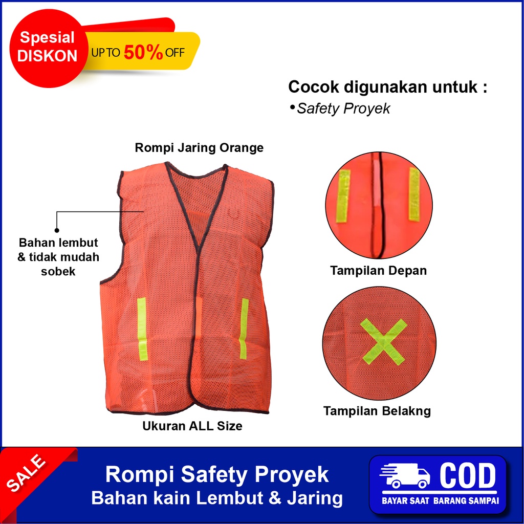 Jual Rompi Proyek Rompi Jaring pria safety sefty pengaman proyek ...