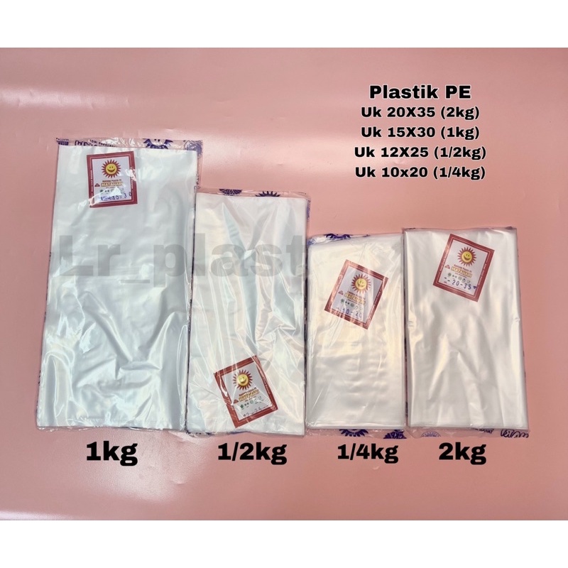 Jual PLASTIK PE KILOAN / KANTONG PLASTIK PE UNTUK ES MINYAK SANTAN GULA DLL UK 1kg 2kg 1/2kg 1 ...