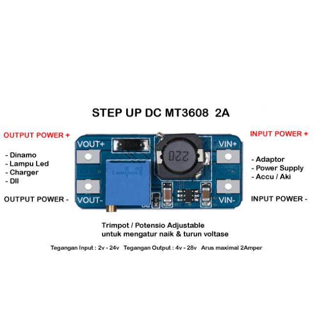 Jual Kit modul stepup Dc ke Dc MT3608 2A | Shopee Indonesia
